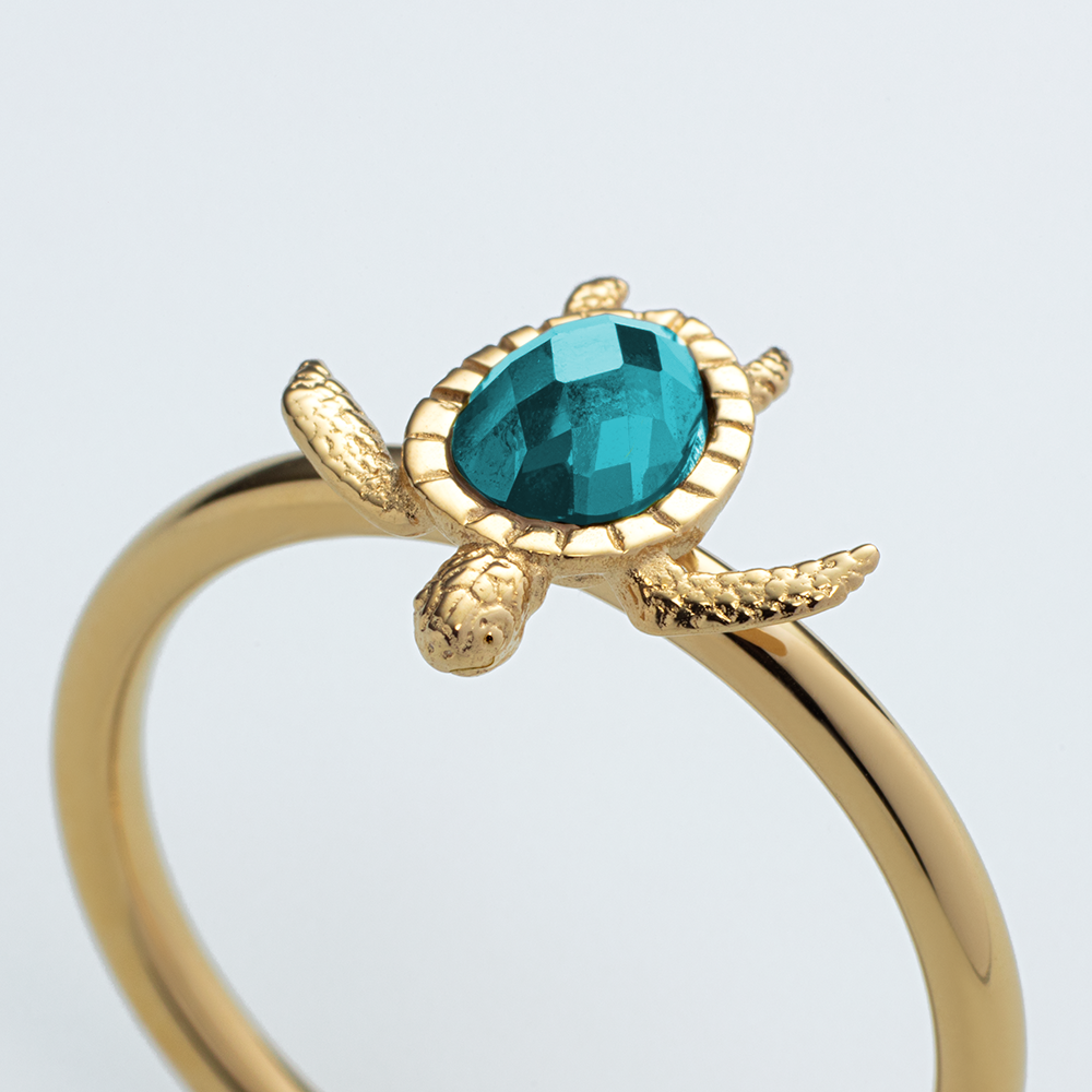 Turtle Ring Aquamarine Gold – Paul Hewitt